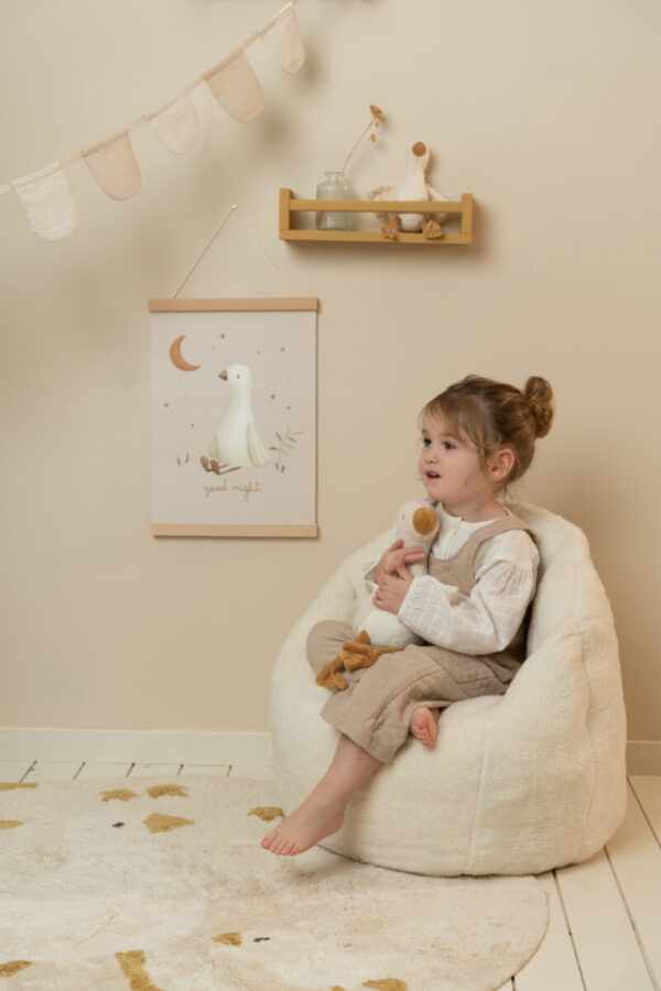 Little Dutch vaikiškas fotelis „Teddy Soft White“ – Littlefoxy.lt